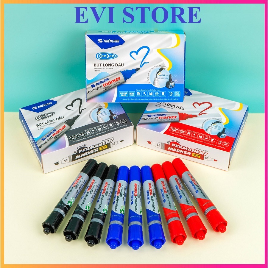 [Hàng chính hãng] Hộp 10 bút dạ dầu Thiên Long PM-09 / Bút lông dầu ...