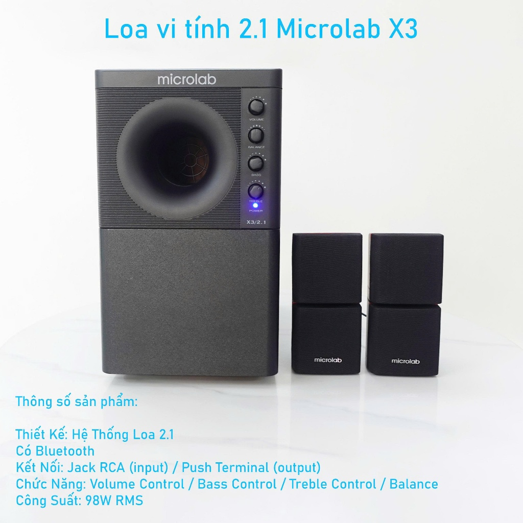 Loa Microlab X3BT 2.1 – Bass Siêu Trầm 98W RMS, Bluetooth, Âm Thanh Cực ...