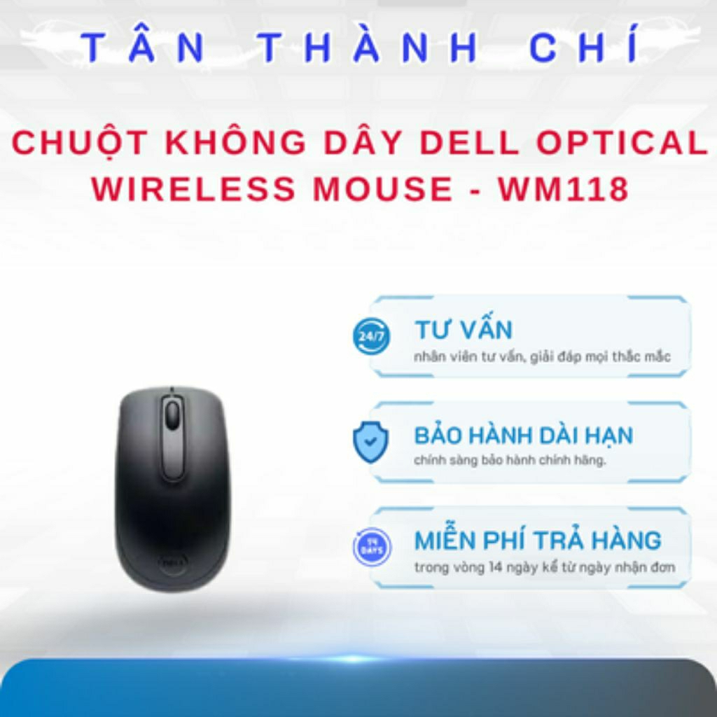 Chuột không dây DELL Optical Wireless Mouse - WM118 new bảo hành 6 ...