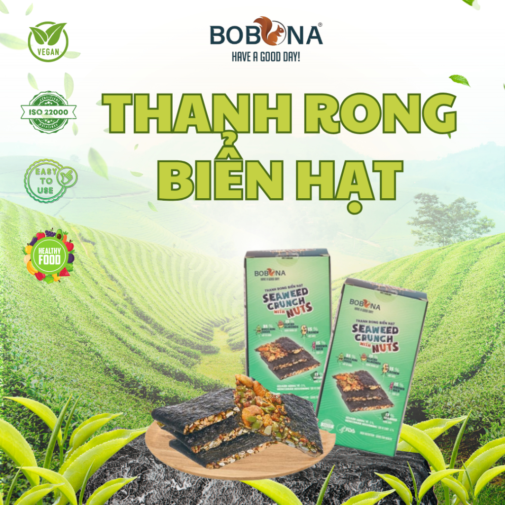 Bánh Snack Rong Biển Hạt BOBONA 98kcal Hộp 5 Thanh/Túi 168g Healthy ...