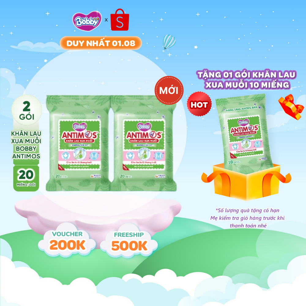 [V] - [MỚI] Bộ 2 gói khăn lau xua muỗi Bobby Antimos 20 miếng | Shopee ...