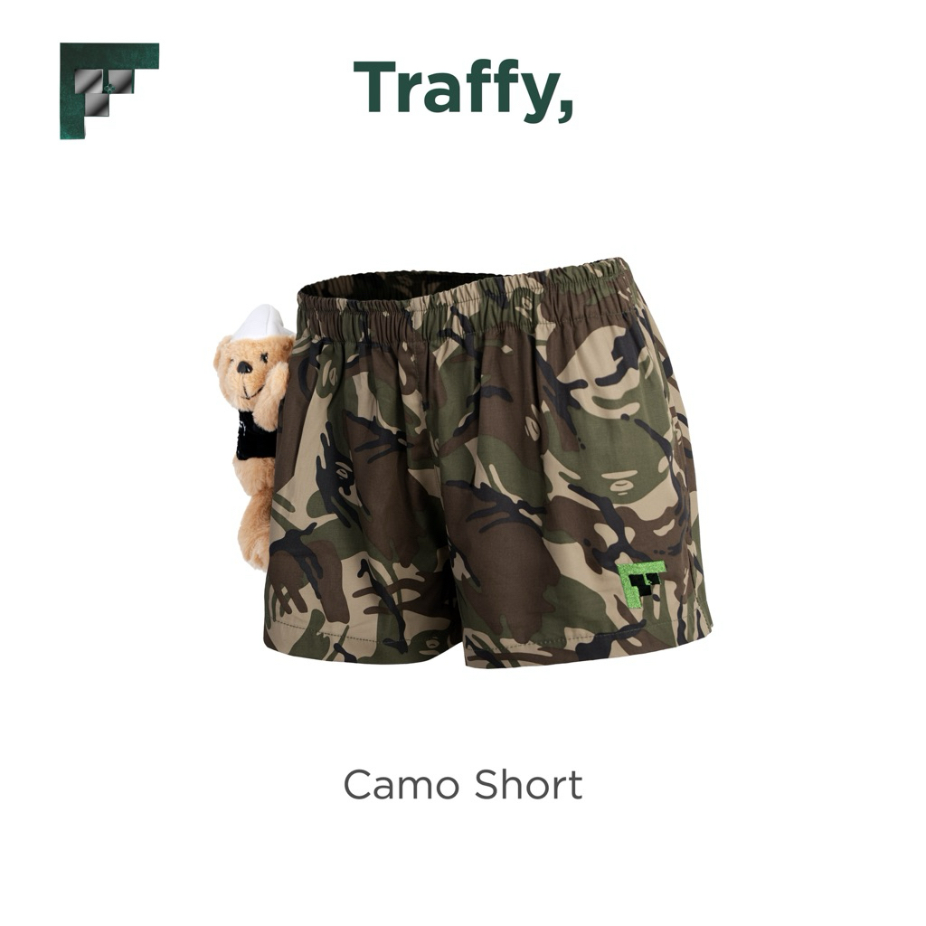 Quần Short TRAFFY Camo Phao Gắn Gấu Streetwear Unisex Nam/ Nữ | Shopee ...
