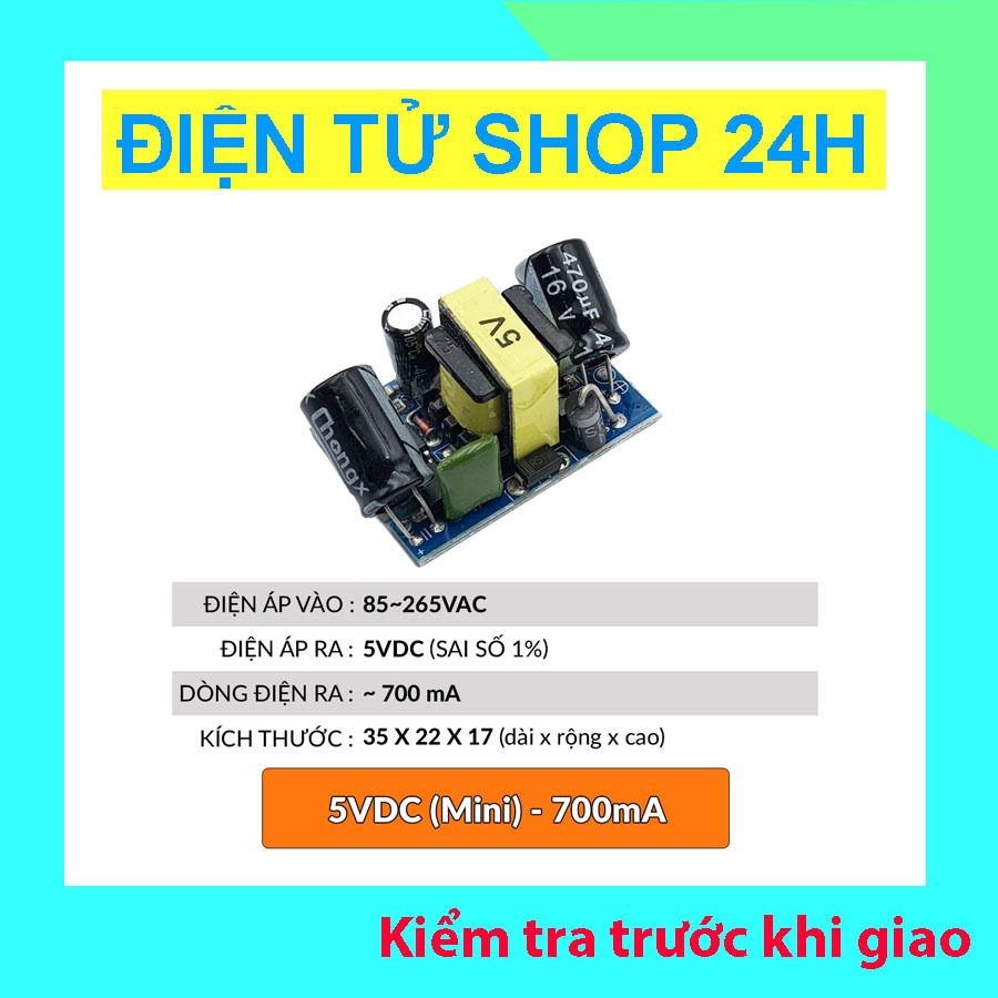 Mạch Nguồn Xung AC-DC 5VDC 700mA – Bộ chuyển đổi điện 220VAC sang 5VDC cho Arduino, ESP32 ...