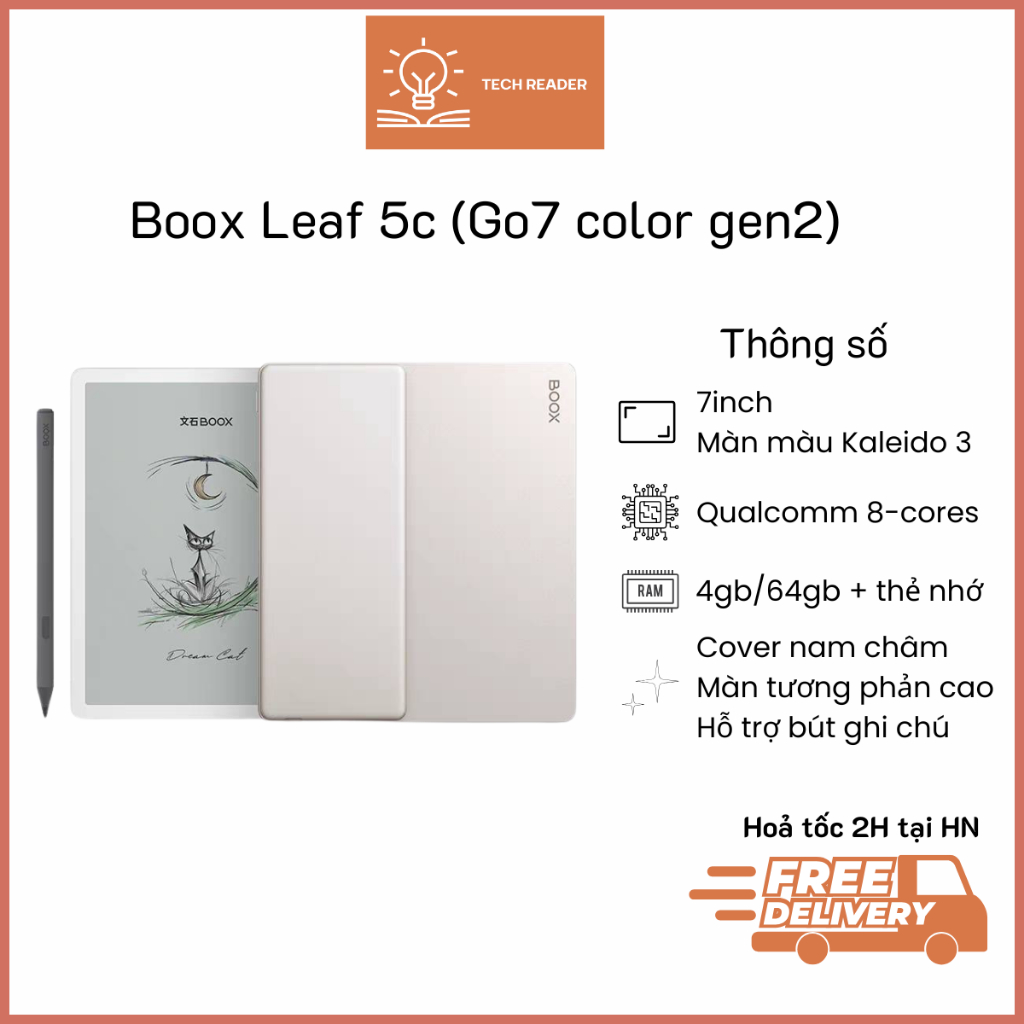 Máy đọc sách Boox Leaf 5C (Go 7 color gen 2) màn eink màu - Hàng nhập ...