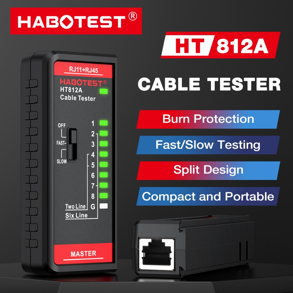 HABOTEST HT812A Kiểm tra cáp mạng 8P/6P/4P/2P Cáp LAN Tester Công cụ ...