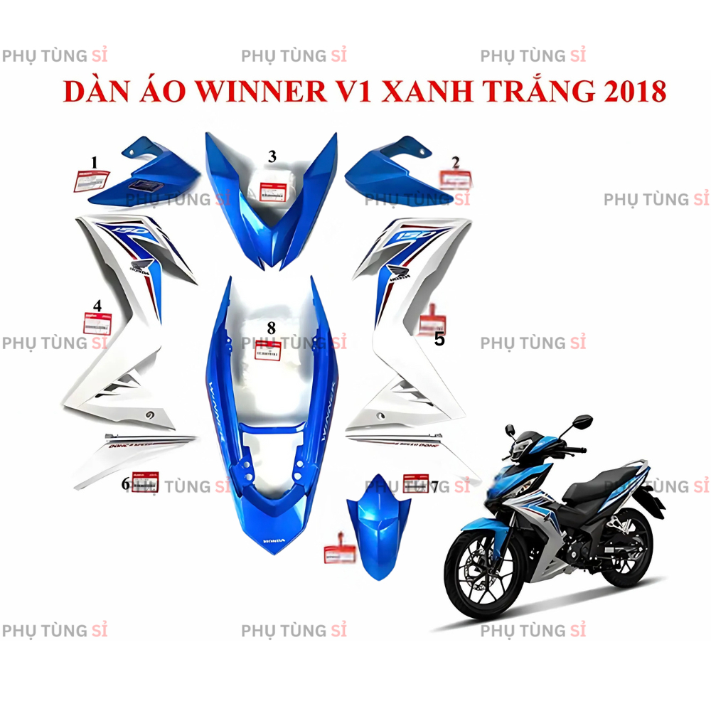 DÀN ÁO WINNER V1 XANH TRẮNG 2018 ZIN HÃNG HONDA | Shopee Việt Nam