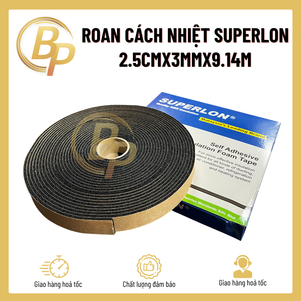 Roan cách nhiệt Superlon 2.5cm ngang x 3mm dày x 9.14m dài - Băng dính ...