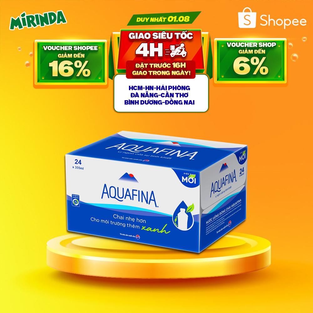 [GIAO TRƯỚC LỄ]Thùng 24 Chai Nước tinh khiết Aquafina (355ml/chai) | Shopee Việt Nam