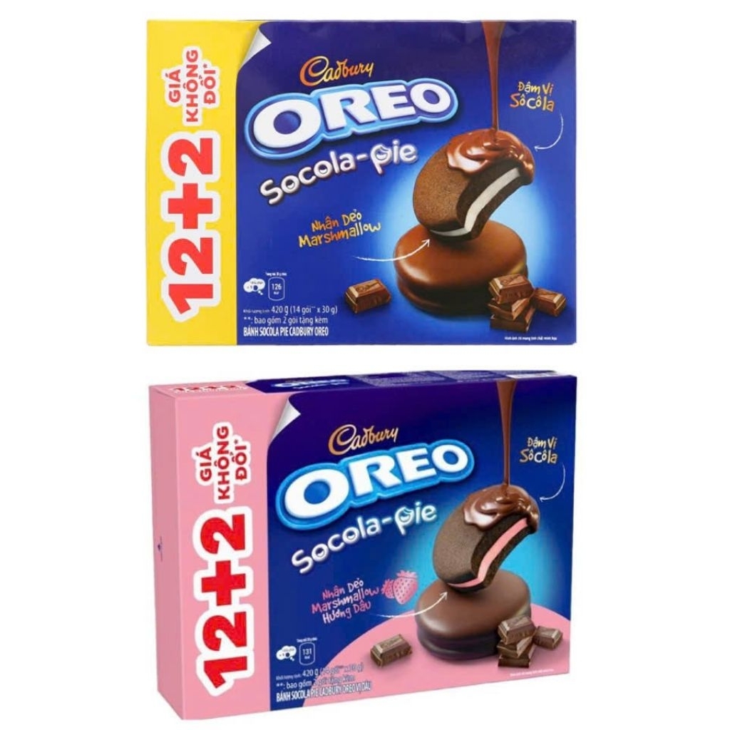 BÁNH SOCOLA PIE OREO 420G (15 GÓI)/ OREO NHÂN DẺO MARSHMALLOW/ OREO SOCOLA PIE VỊ DÂU | Shopee ...