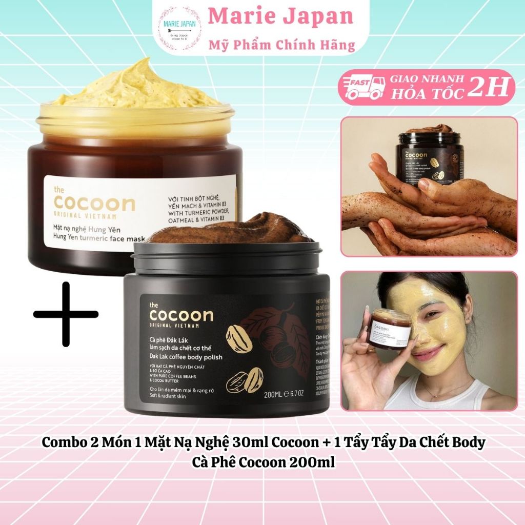 Combo 2 Món Cocoon 1 Mặt Nạ Nghệ 30ml + 1 Tẩy TBC Body Cà Phê Cocoon ...