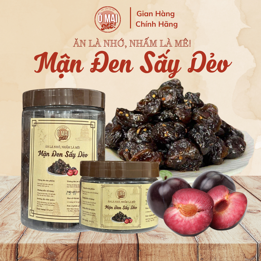 Ô mai mận đen sấy dẻo, mận hậu đỏ Mộc Châu sấy dẻo chua cay dẻo ngon hũ ...