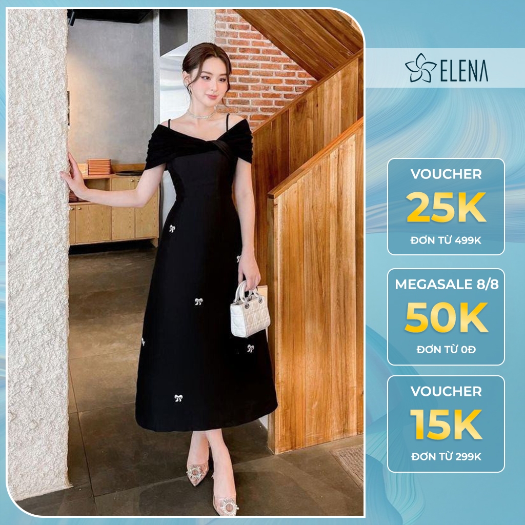 Váy Dự Tiệc Sang Trọng, Váy Tiệc Đen Thiết Kế Dáng Dài, Váy Trễ Vai ...