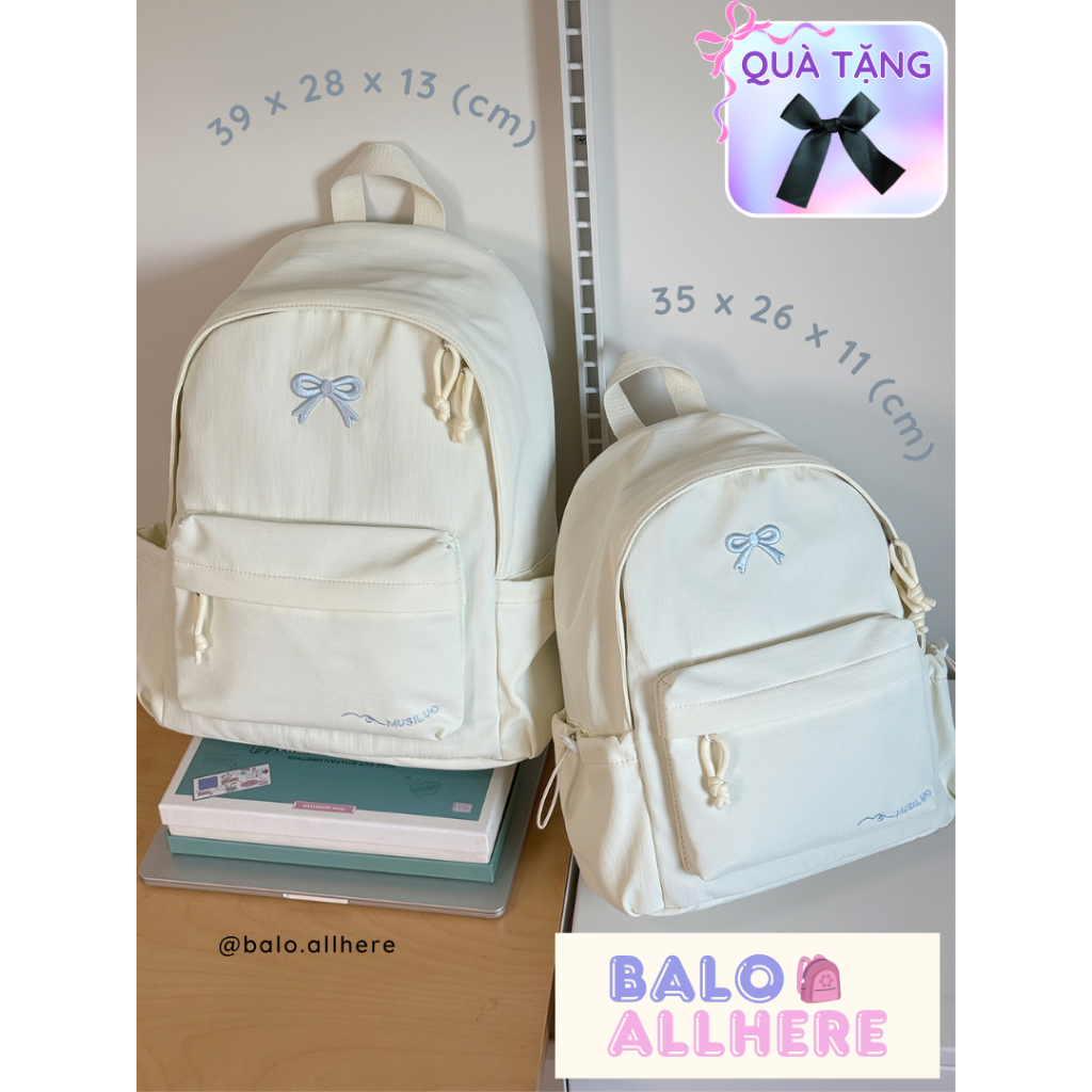 [SẴN NHỎ XANH] Balo Đơn Giản Thêu Nơ, Balo Hồng Cute BL42 | Shopee Việt Nam