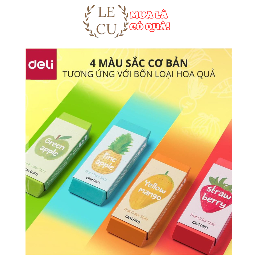 Gôm tẩy khổng lồ Deli, tẩy to hình vẽ hoa quả Đỏ/ Xanh lá/ Vàng/ Xanh ...