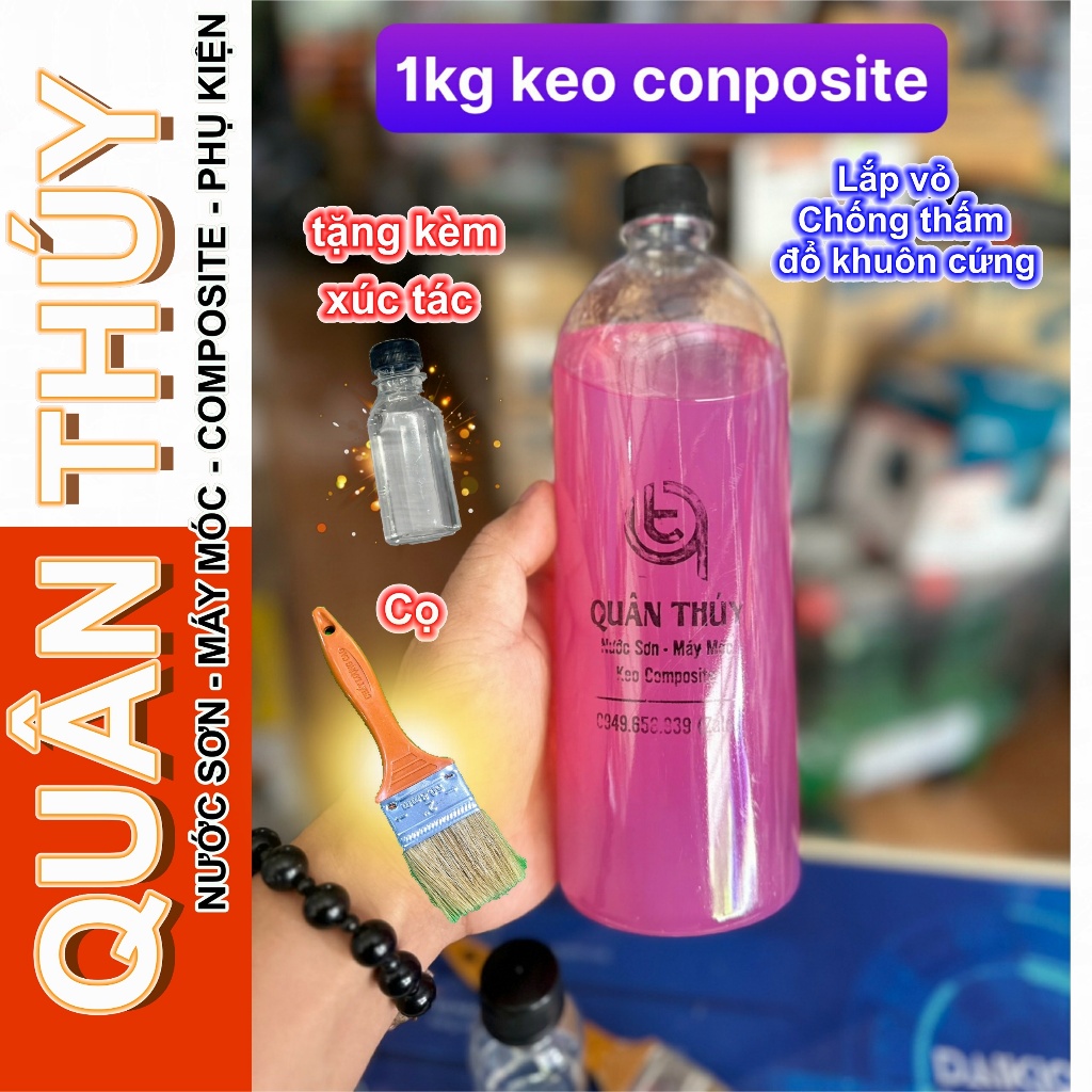 1KG NHỰA COMPOSITE - KEO POLYESTER RESIN (TẶNG KÈM CHẤT XÚC TÁC + CỌ ...