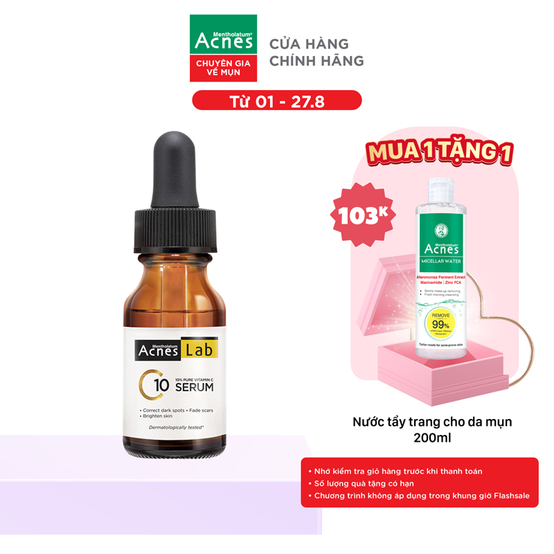 Serum VItamin C 10% dưỡng trắng mờ thâm sạm Acnes Lab C10 serum 15ml ...