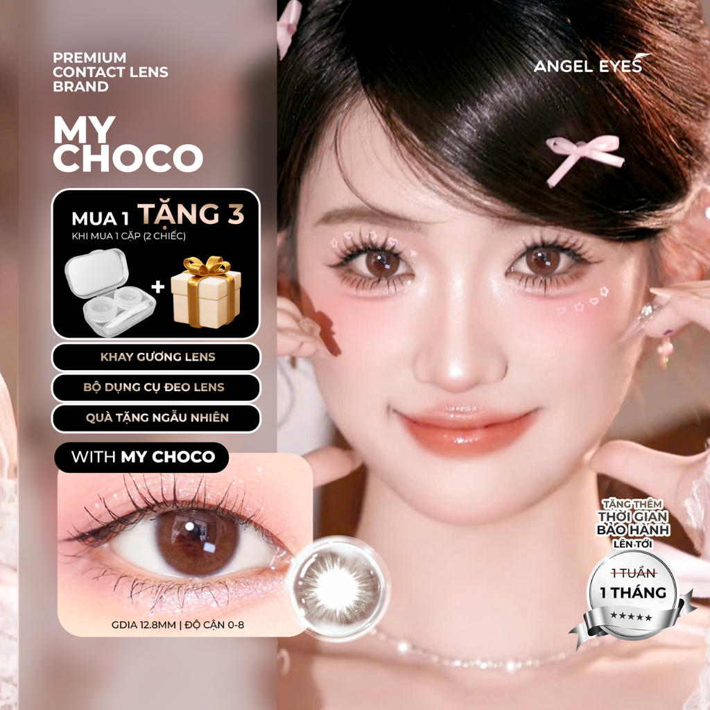 Lens nâu có độ cận MY CHOCO hiệu Angel Eyes có độ từ 0 - 8 độ, dòng ...