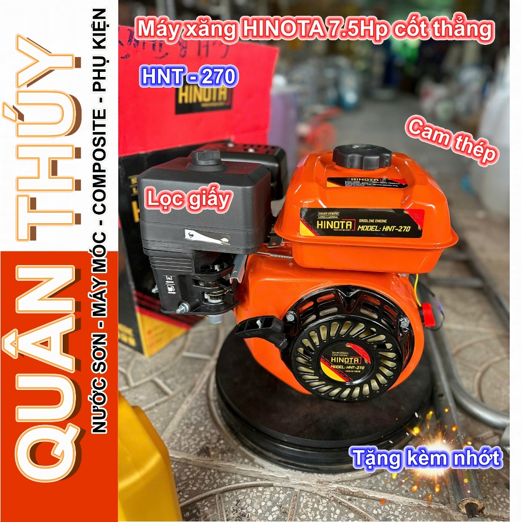 Máy xăng HINOTA 7.5Hp cốt thẳng (tua nhanh ), máy nổ, động cơ xăng ...