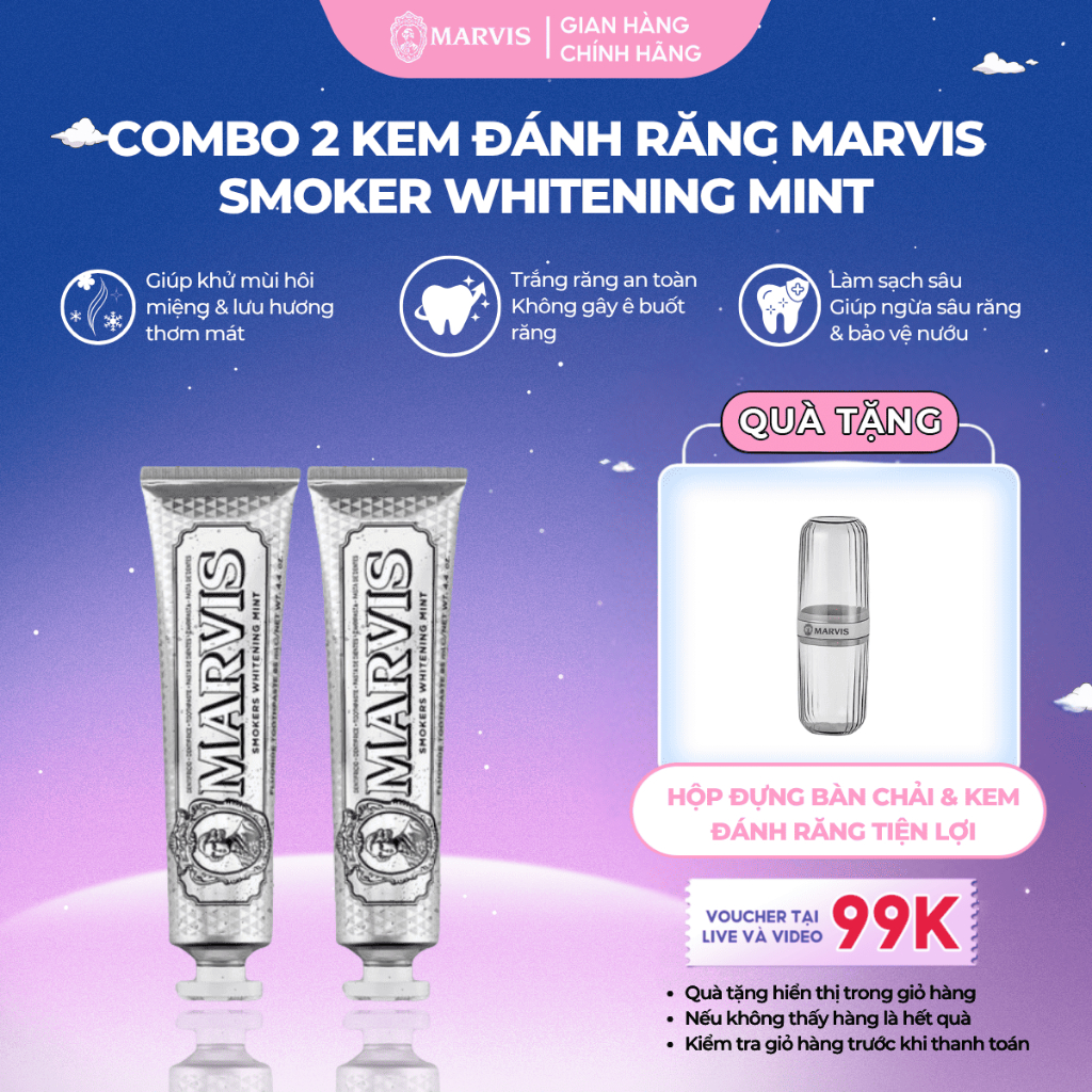 Combo 2 Kem Đánh Răng Marvis 75ML/85ML - Làm Sạch Răng, Giữ Hơi Thở Thơm Mát | Shopee Việt Nam