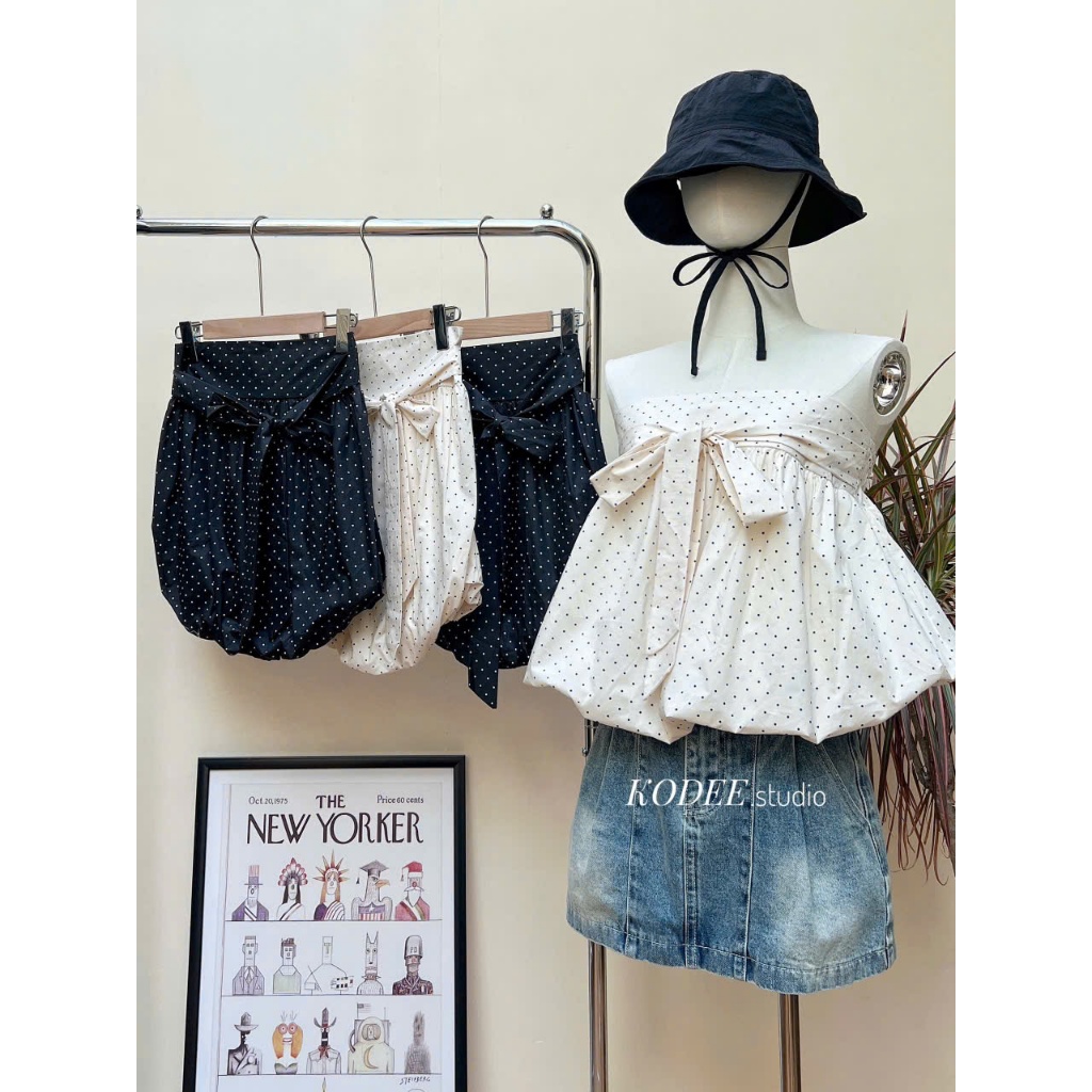 Áo quây chấm bi cuộc nơ - B0372 | Shopee Việt Nam