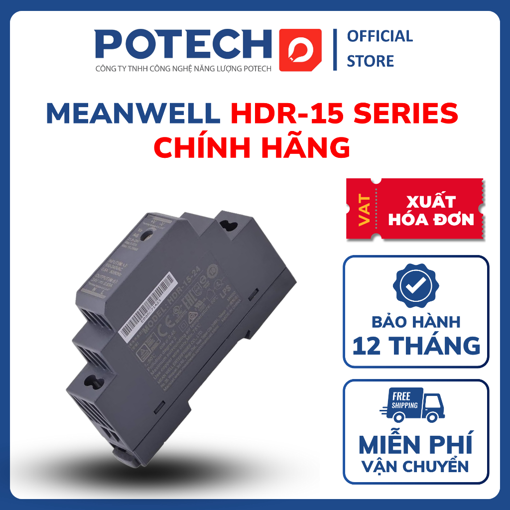 Bộ nguồn MEANWELL HDR-15-5, HDR-15-12, HDR-15-24, nguồn điện công ...