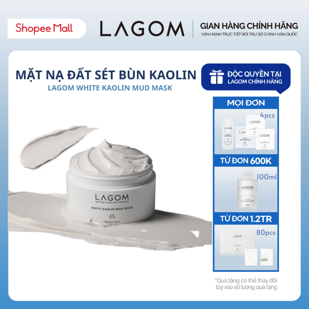Mặt nạ đất sét LAGOM White Kaolin Mud Mask 110ml, Giúp loại bỏ bã nhờn ...