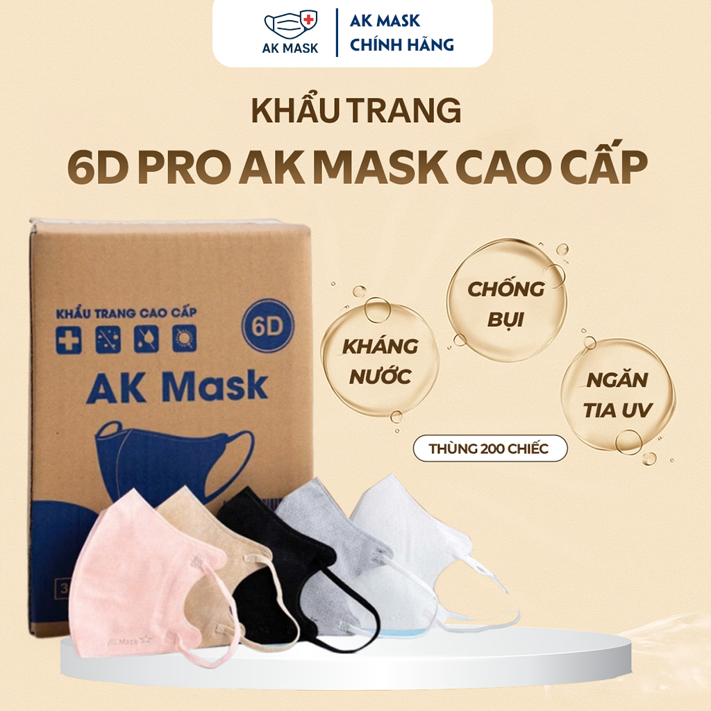 [20.6 GIẢM 50K] Thùng 200C Khẩu Trang AK MASK 6D Pro Cao Cấp Kháng Nước ...