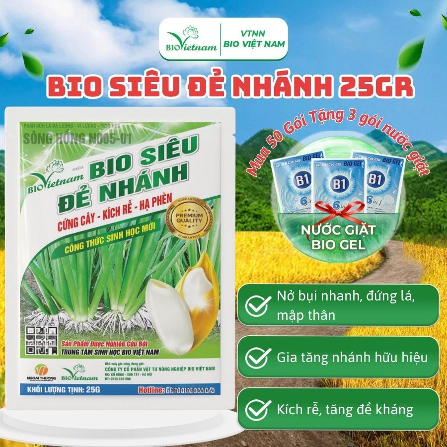 Phân Bón Lá Hữu Cơ Cho Lúa BIO SIÊU ĐẺ NHÁNH 25g - Phân Bón Lúa Giúp Cứng Cây Kích Rễ Hạ Phèn ...