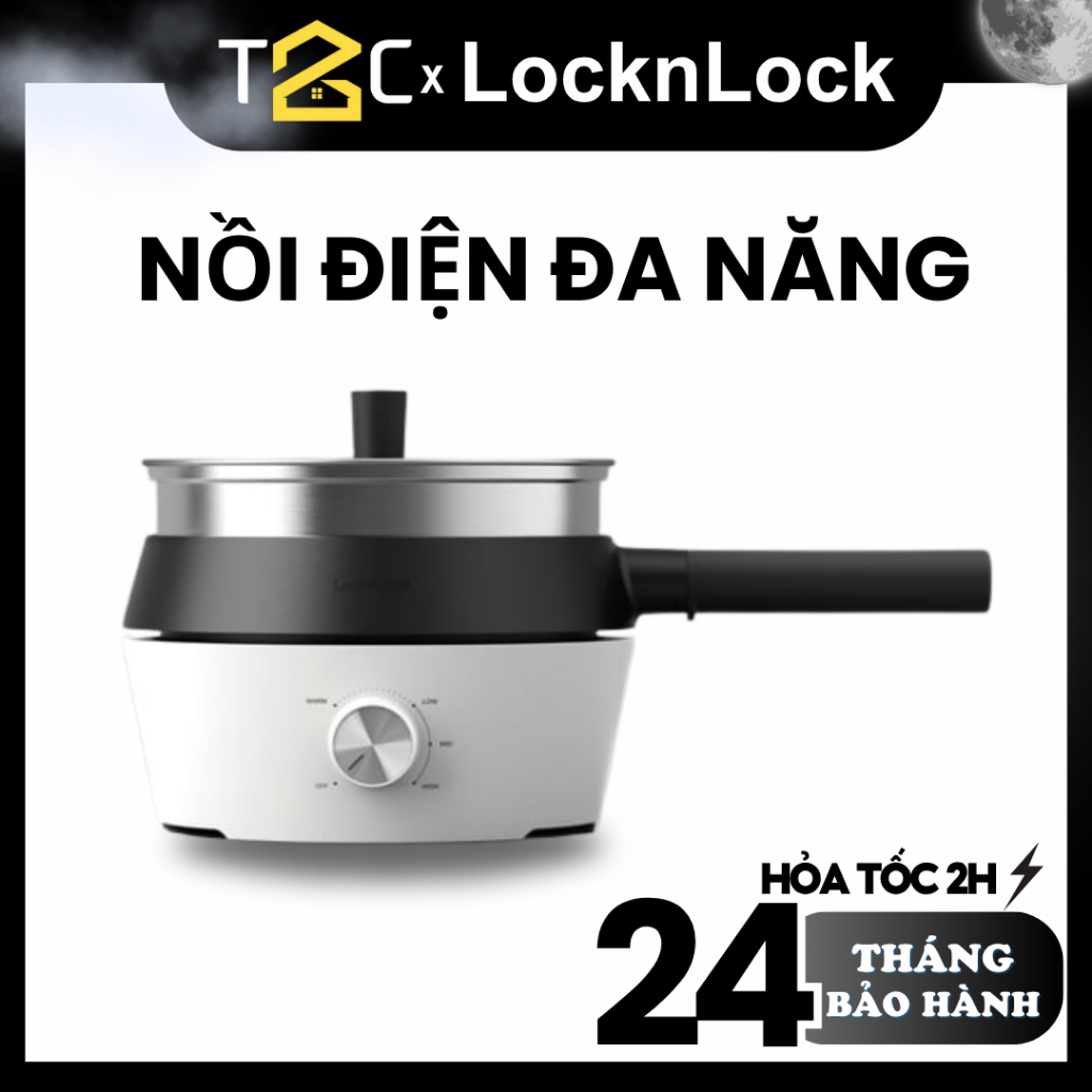 Nồi điện đa năng LocknLock 4 Mức Nhiệt Nướng, Chiên, Hấp, Lẩu Dung Tích ...