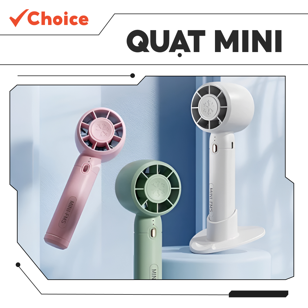 Quạt Mini Choice FS1-2322-260 Màu Trắng Sạc Điện, Để Bàn, Cầm Tay, Nhỏ ...