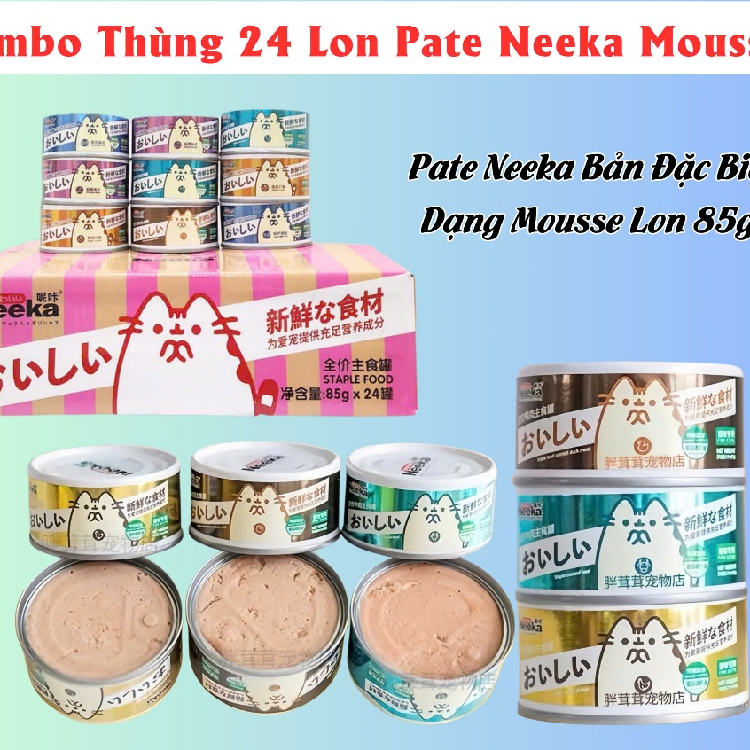 [Thùng 24 Lon] Pate Neeka dạng Mousse Cho Mèo Lon 85gr nhiều vị dinh ...