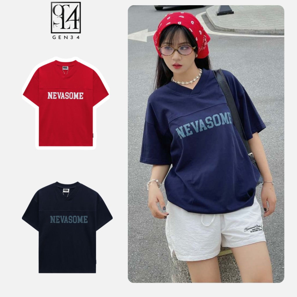 Áo Phông Nam Nữ BOXY V-Neck NEVASOME Basic tay ngắn chất liệu cotton ...