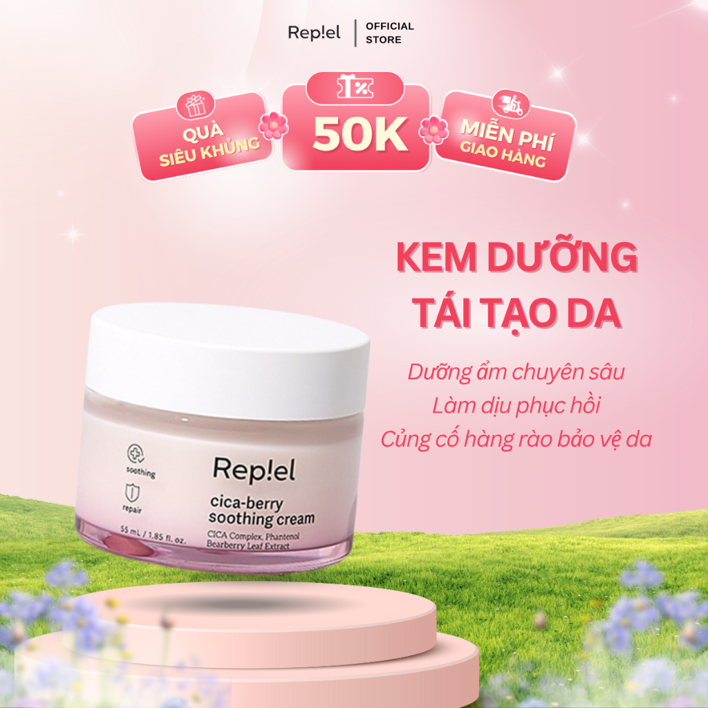 Kem dưỡng da cấp ẩm làm sáng, thu nhỏ lỗ chân lông Cica-Berry Soothing Cream 55ml | REPIEL ...