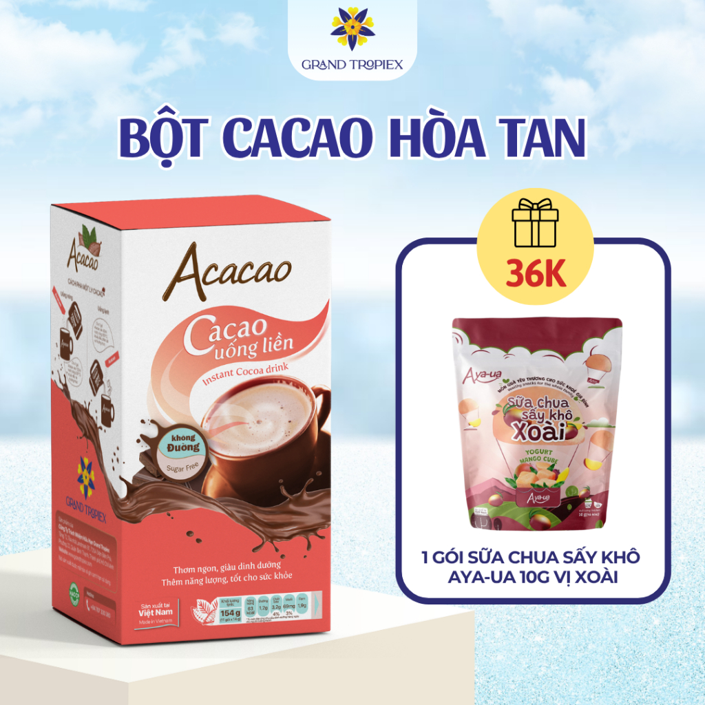 Bột Cacao Hòa Tan Acacao Không Đường Uống Liền Tiện Lợi, Bột Cacao Dinh ...