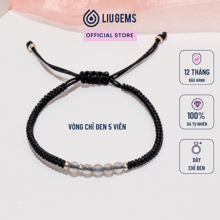 Vòng Tay Chỉ Đen 5 Hạt Đá Phong Thuỷ Liugems Nam Nữ Mang Năng Lượng May ...