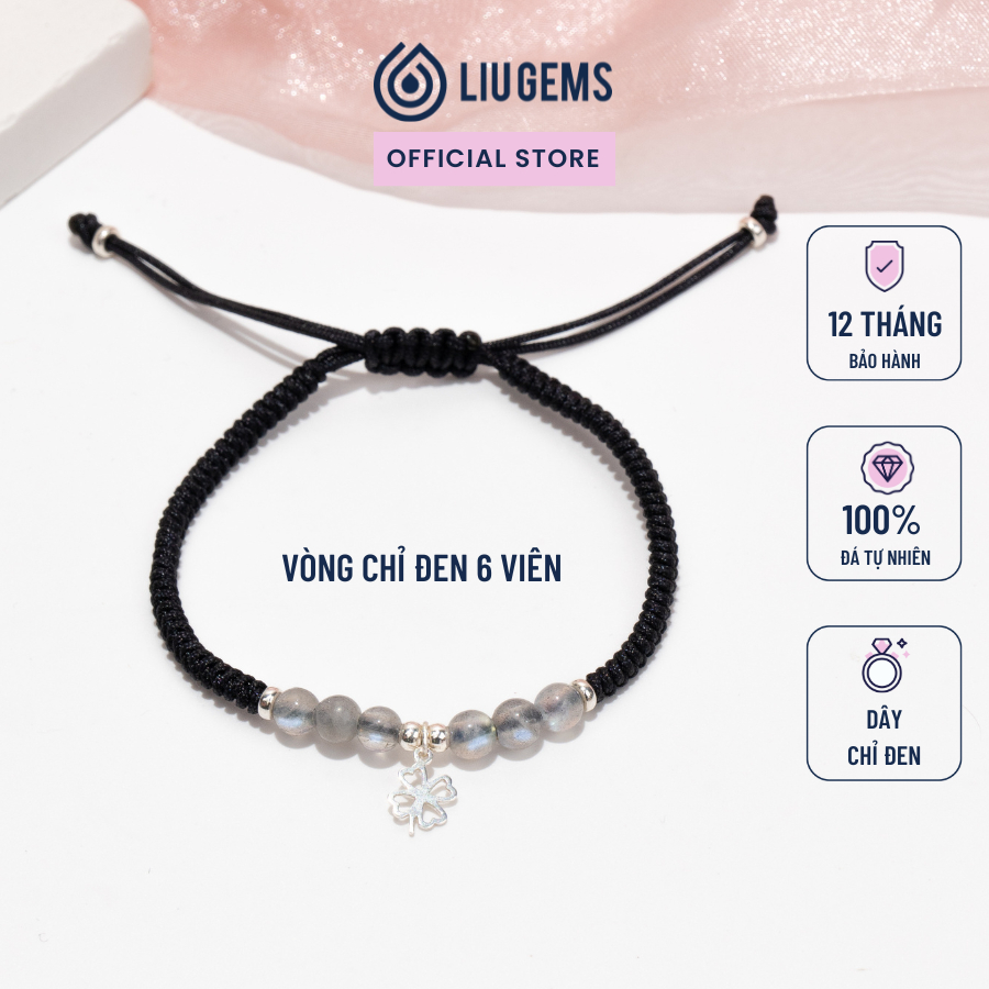 Vòng Tay Chỉ Đen May Mắn 6 Hạt Đá Phong Thuỷ Liugems Nam Nữ Mang Năng ...