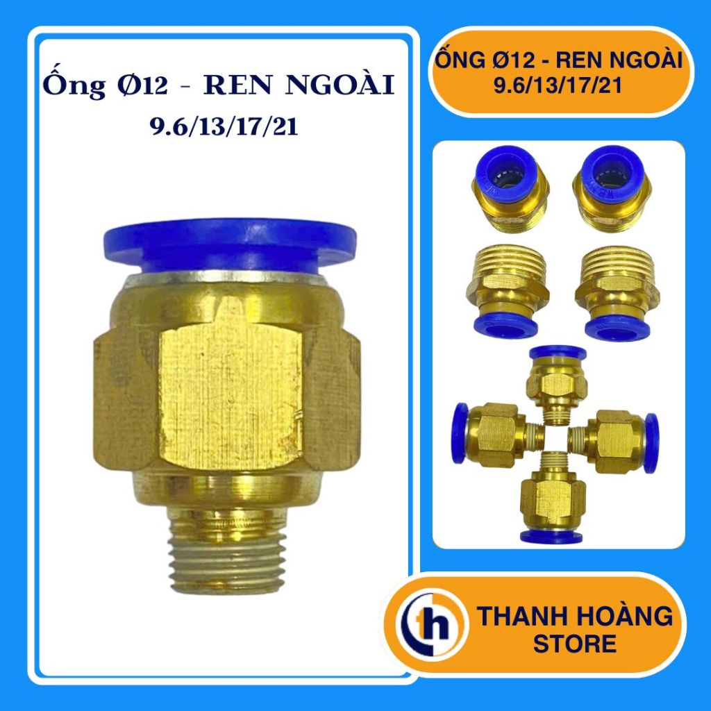 Đầu nối hơi phi 12 ren 17 - Đầu nối nhanh phi 12 ren 17 - PC 1203 (Combo 15 cái) | Shopee Việt Nam