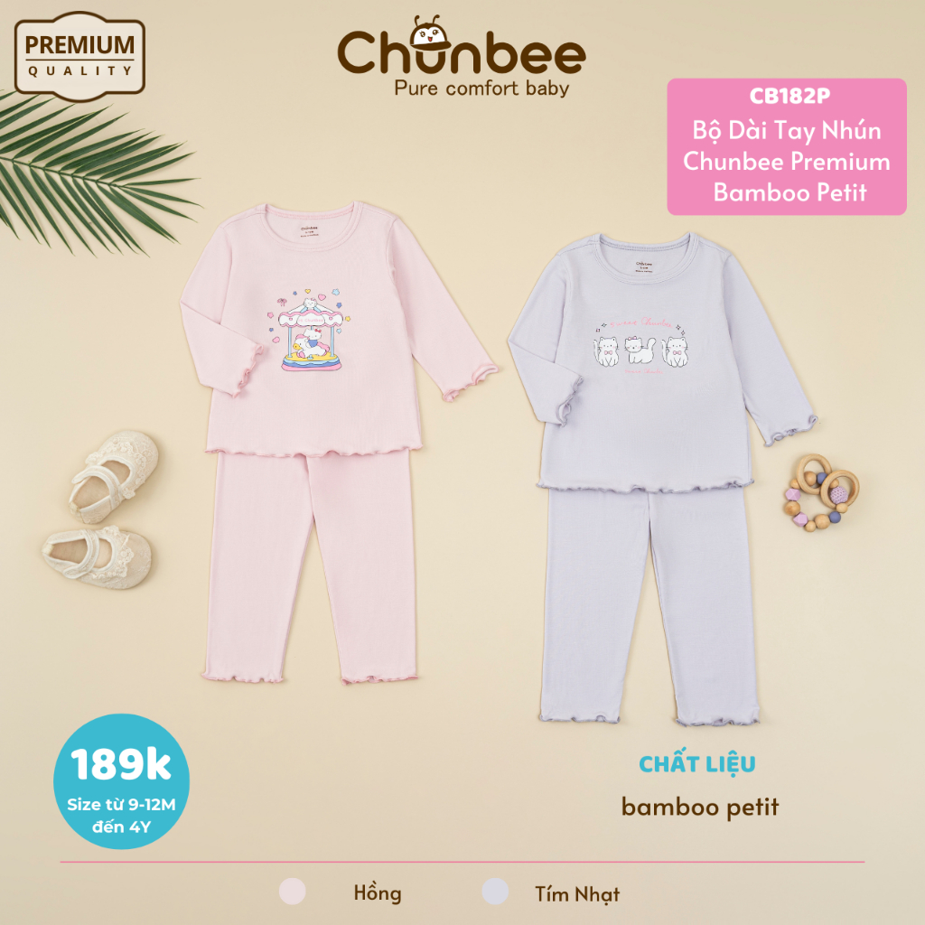 Bộ Dài Tay Nhún Bé Gái Chunbee Premium Chất Bamboo Petit CB182P ...