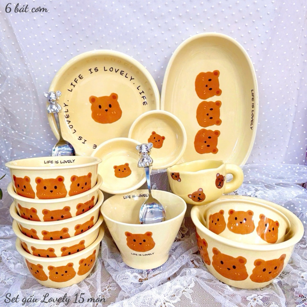 SET BÁT ĐĨA GẤU LOVELY 🐻 NHIỀU MÓN CUTE DỄ THƯƠNG | Shopee Việt Nam