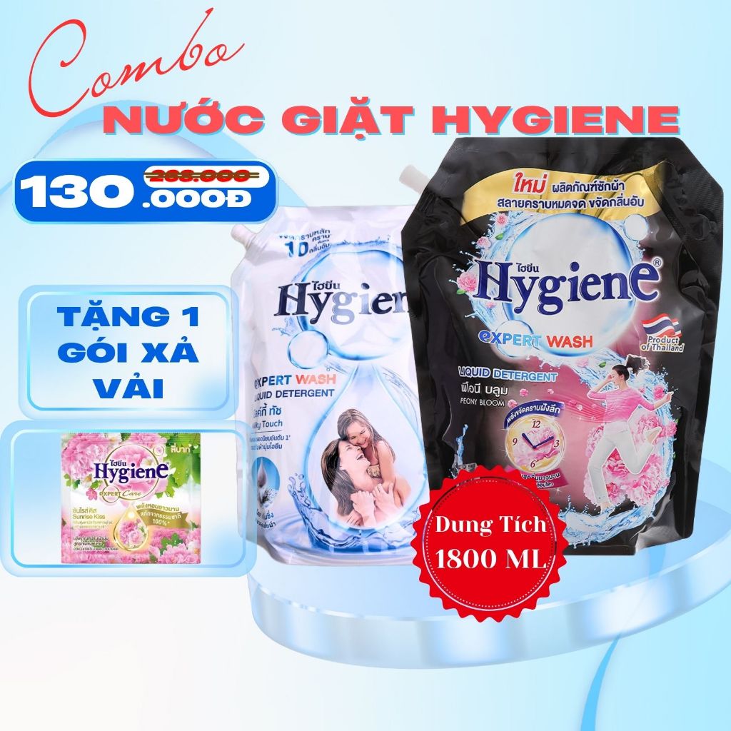COMBO 2 Túi Nước Giặt Hygiene Expert Wash Hương Hoa Mẫu Đơn Và Hương Hạnh Nhân - Thể Tích 1800ML ...