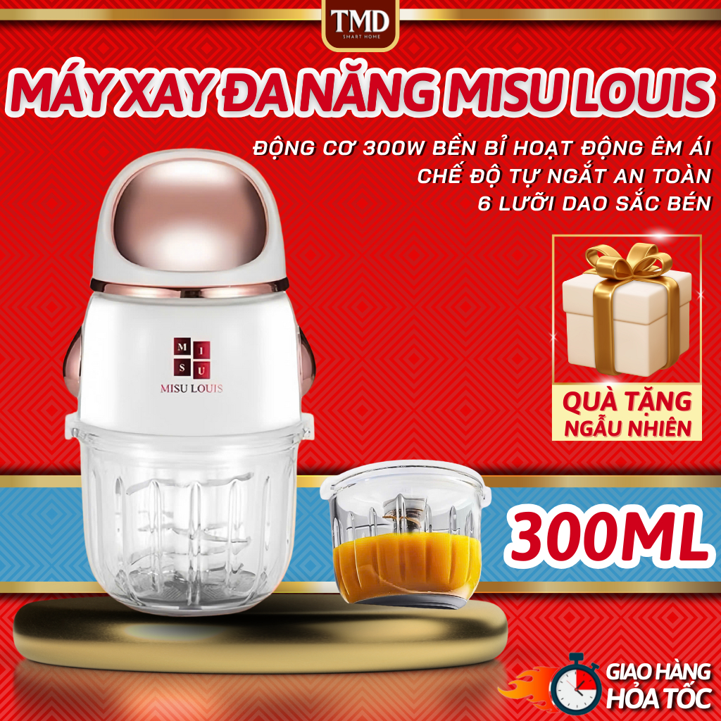 Máy Xay Thịt Đa Năng 300ML Misu Louis – Cối Thủy Tinh, 6 Lưỡi Dao, 200W ...