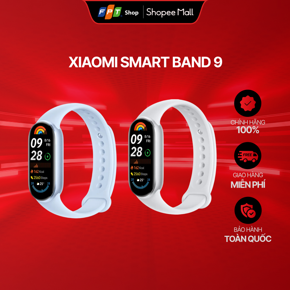 [Bảo hành 12 tháng] Vòng đeo tay thông minh Xiaomi Smart Band 9, Chống nước, SpO2 | Shopee Việt Nam