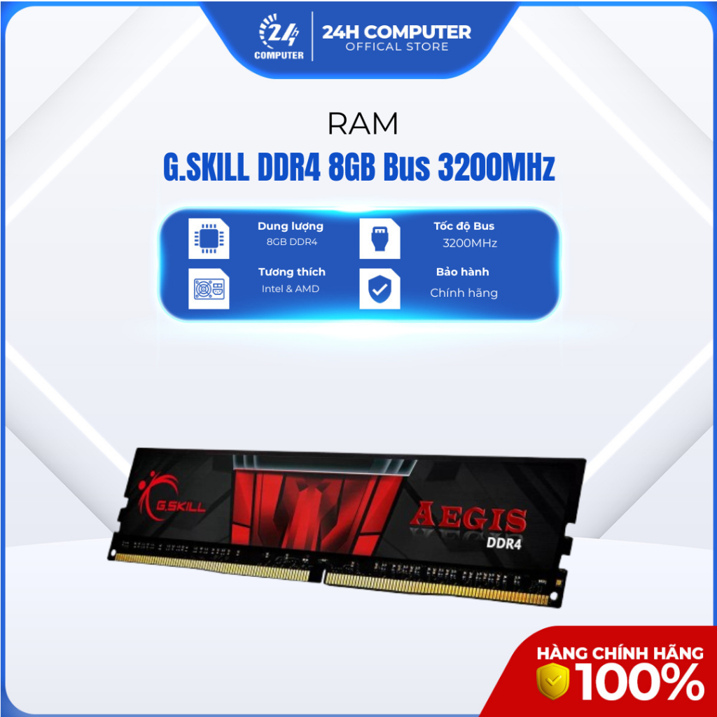 RAM G.SKILL DDR4 8GB Bus 3200MHz, 24H Computer - Bảo hành chính hãng ...