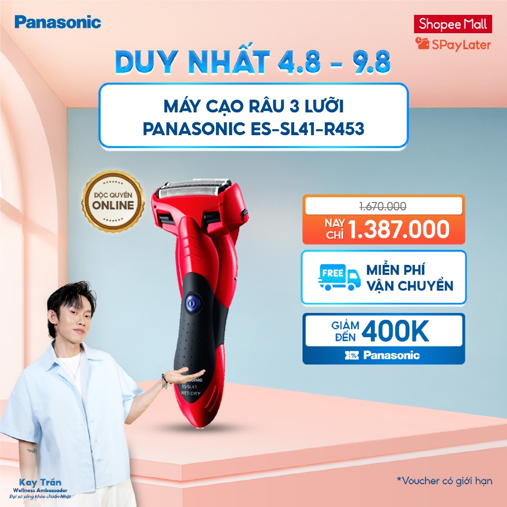 [LIVESTREAM] Máy cạo râu 3 lưỡi Panasonic ES-SL41-S453/ES-SL41-R453 - Hàng Chính Hãng | Shopee ...