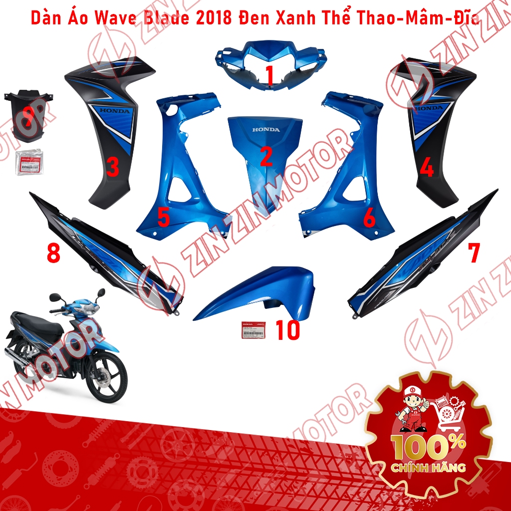 Dàn Áo Wave Blade 110 2018 Đen Xanh Phiên Bản Thể Thao Bánh Mâm Phanh ...