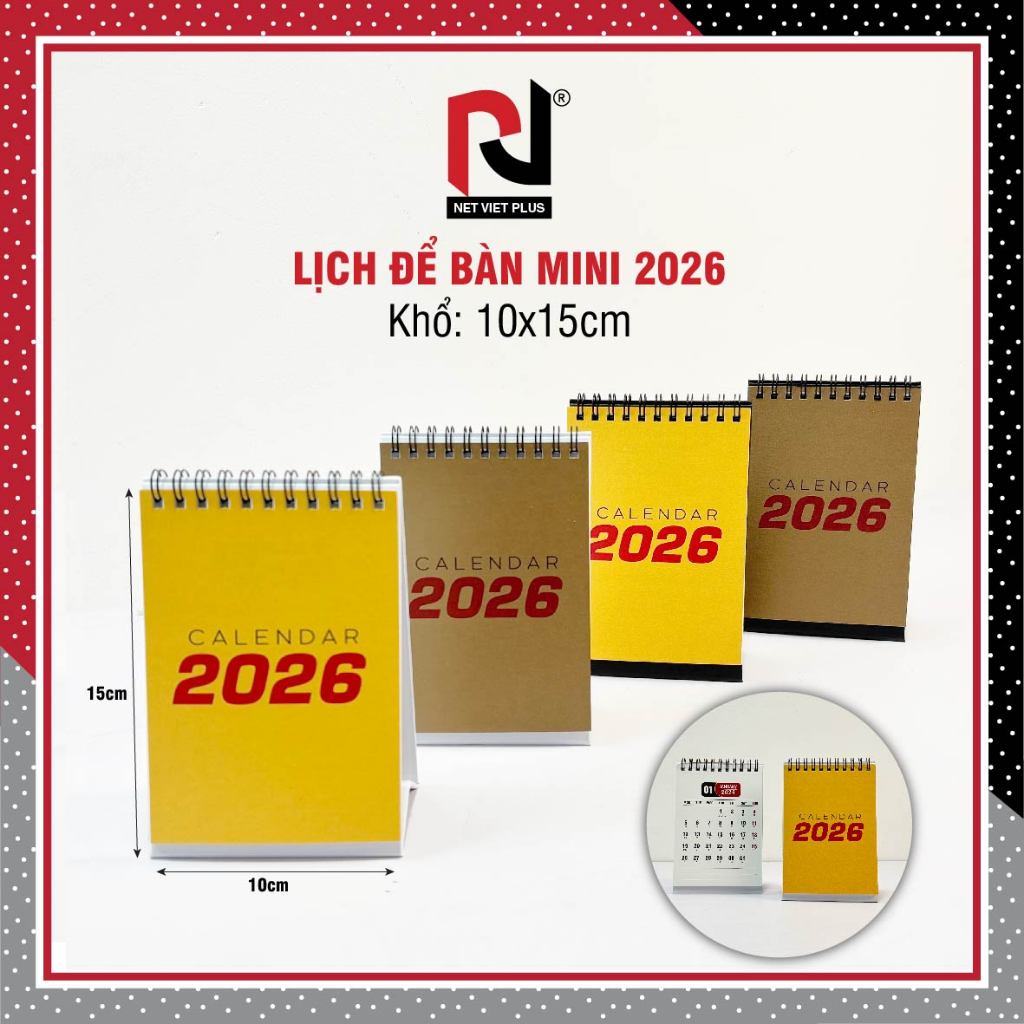 Lịch bàn MiNi 2026 - Calender 2025 MiNi chữ A khổ 10.5x15cm, có lịch âm ...