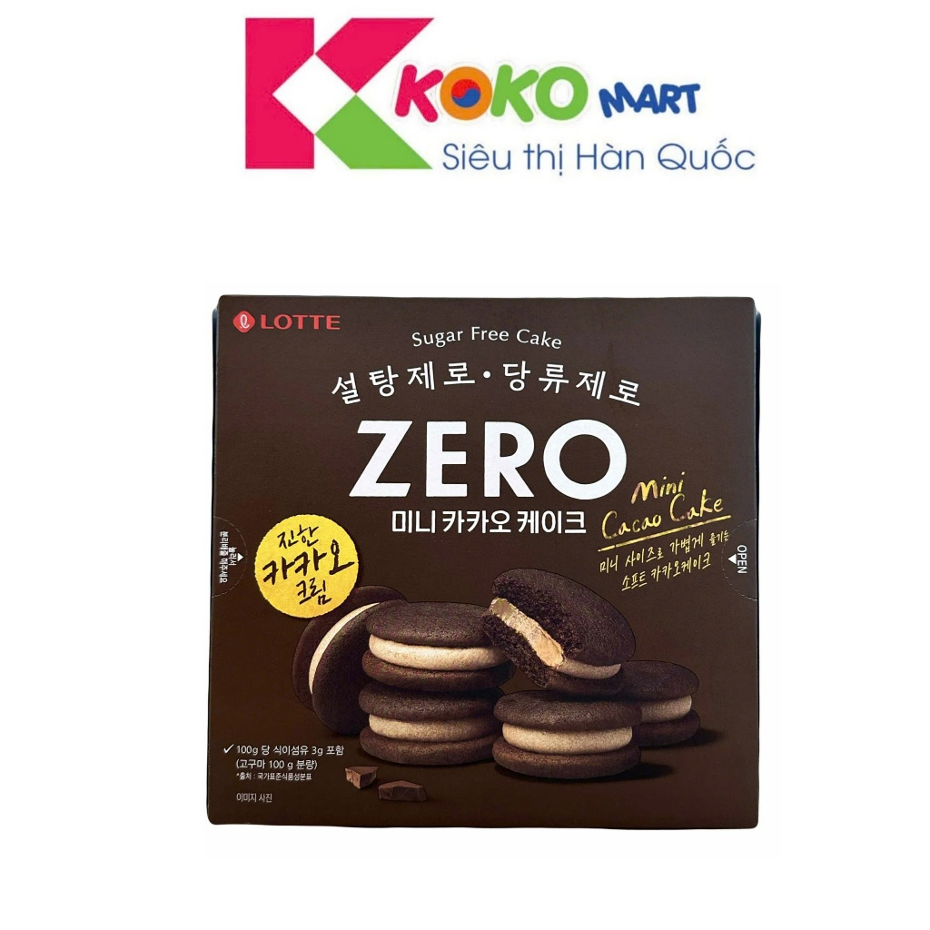 Bánh Hàn Quốc Zero Dark Cacao Cake Free Sugar hộp 171g 12 cái | Shopee Việt Nam