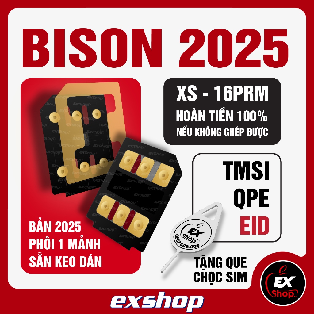 Sim ghép Bison Auto EXSHOP - Full Mode TMSI/QPE/EID - Không văng Active ...