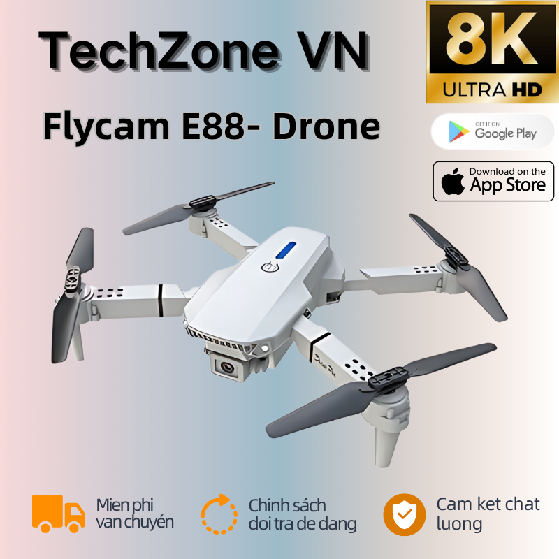 Flycam E88 pro – Drone Camera Kép 4K Mini, Gấp Gọn, Điều Khiển 360 ...