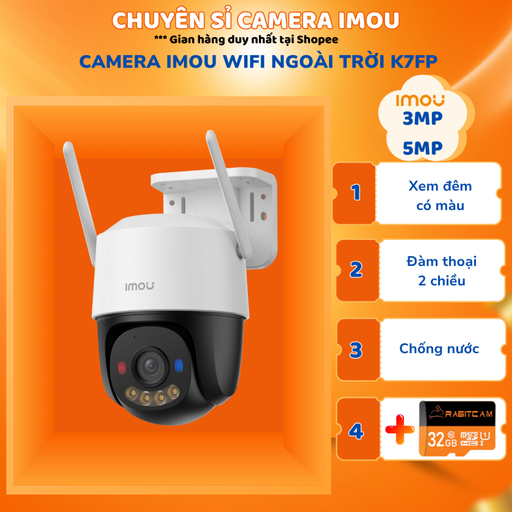 Camera Wifi Imou Cruiser SC K7FP chuẩn 3K 5MP, xoay 360 độ, đèn báo ...